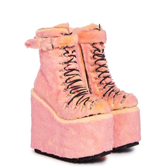 Dolls Kill | Shoes | Fluffy Platform Traitor Boots | Poshmark
